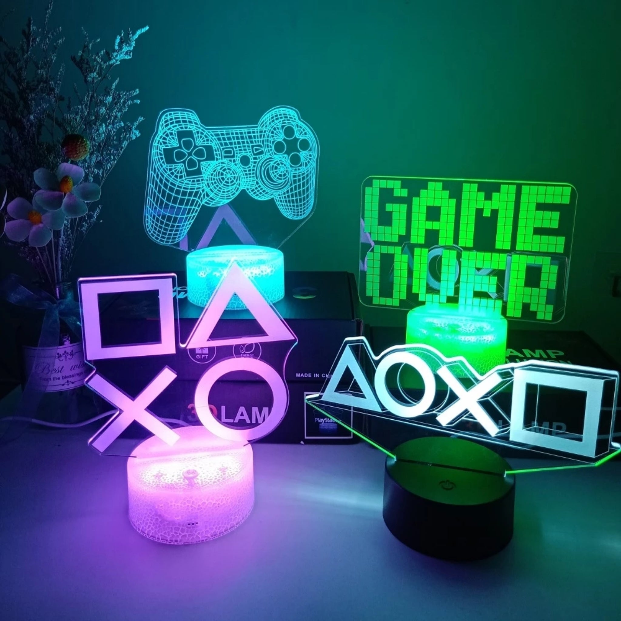 Gaming Room Desk Setup Lighting Decor 3D Visual LED Night Lamp - 7 Col