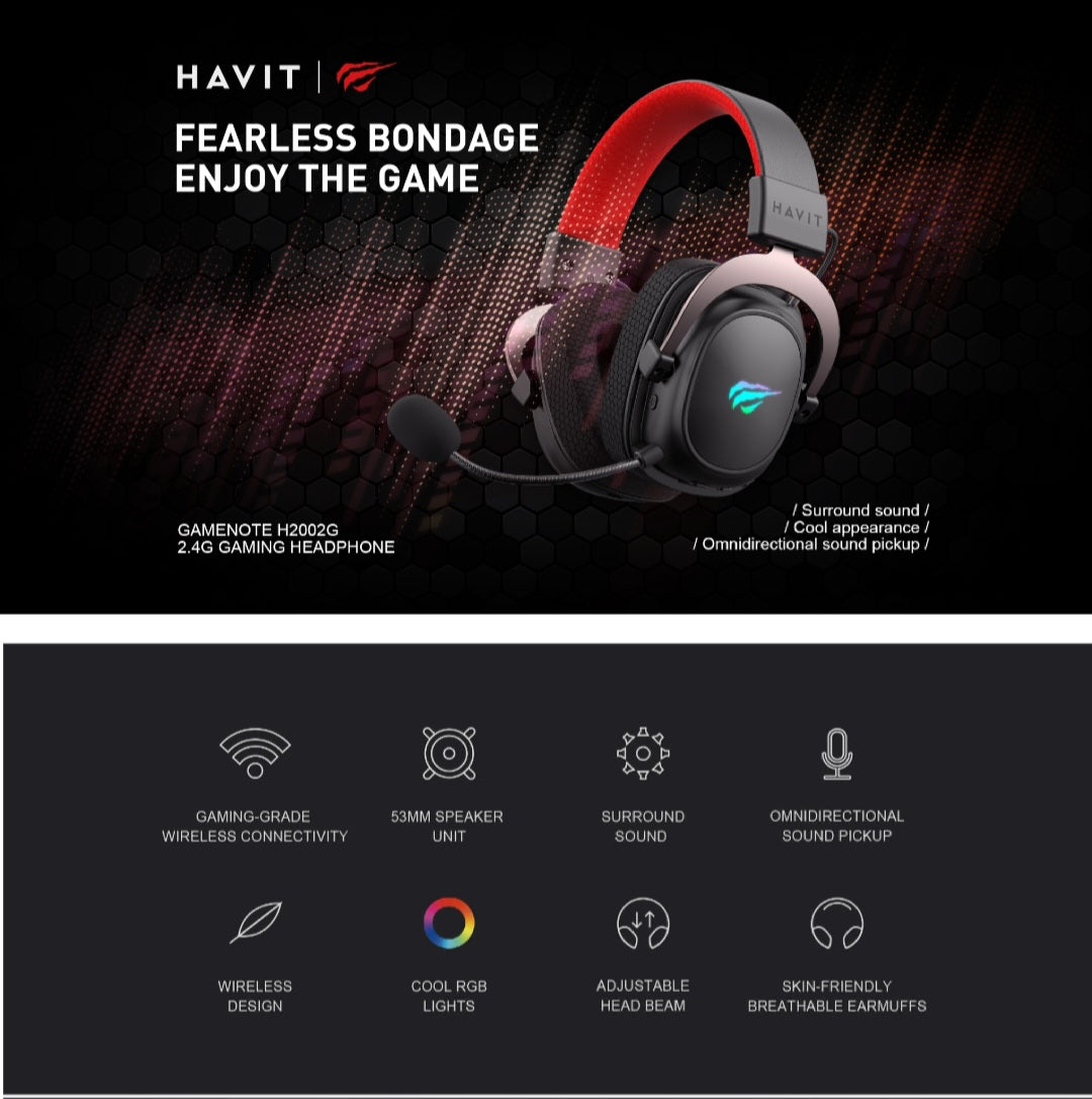 Havit H2002G 2.4GHz Wireless Gaming Headset For PC & PS4